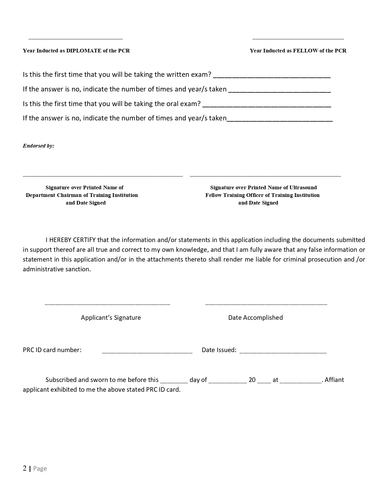 Ultrasound Society of the Philippines - Application Form For Examination